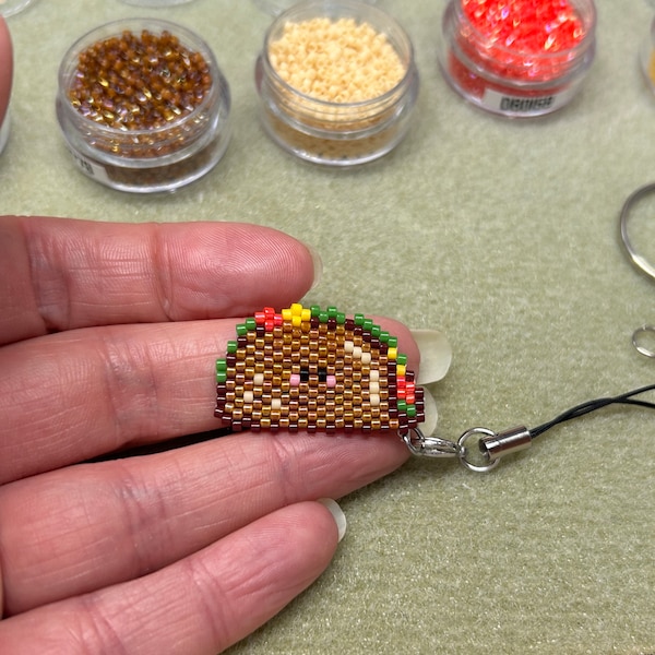 Taco Bead Pattern, Brick Stitch Miyuki Charm, Food Bead Weaving, PDF ...