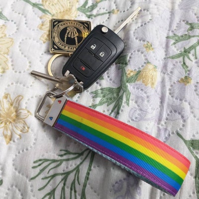 Rainbow Pride Key Fob Wristlet LGBTQ Flag Ribbon Key Chain. Gay Pride ...