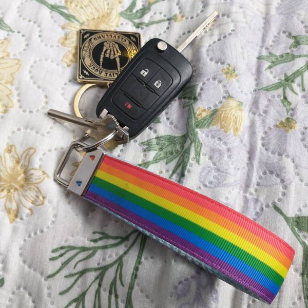 Rainbow Pride Key Fob Wristlet! LGBTQ Flag Ribbon Key Chain. Gay Pride ...