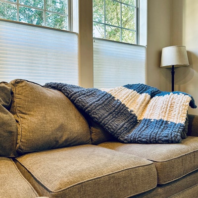 Periwinkle Blanket Chunky Knit Blanket Light Blue Blanket Soft Blanket ...