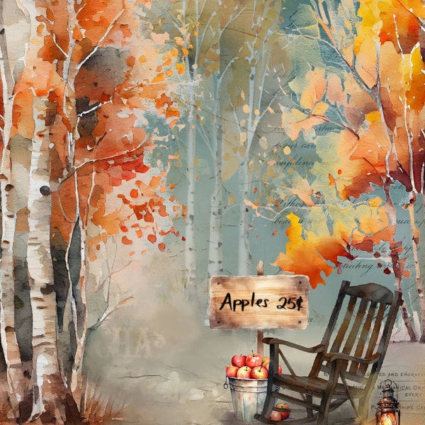 Watercolor Fall Decor Clipart - Autumn Watercolor in PNG Format Instant ...