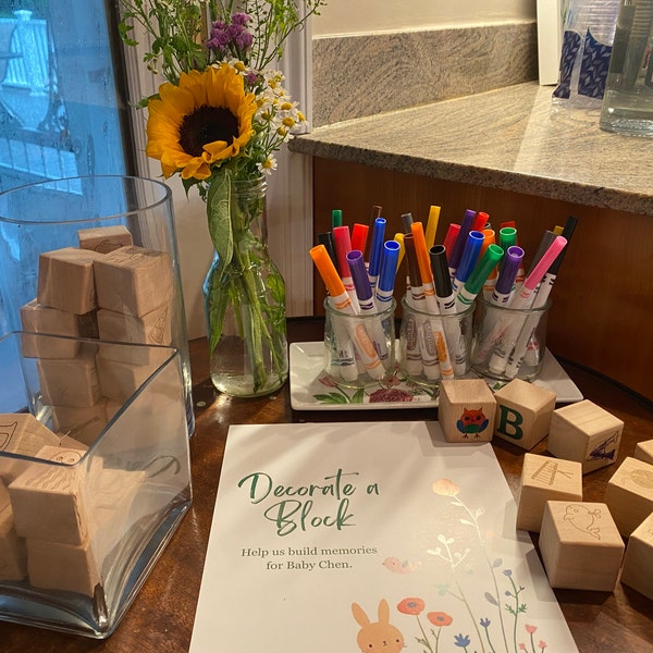 Color Your Own ABC Blocks: Baby Shower Activity, Laser Engraved Maple ...