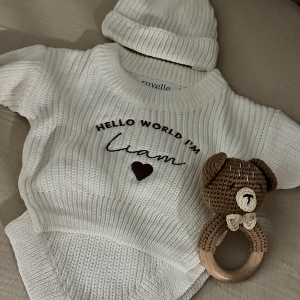 Personalised Hello World Baby Outfit Embroidered Newborn Baby Gifts ...