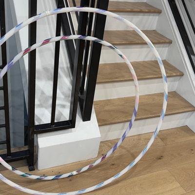 UV PINK SEQUINS Holographic Blacklight Reactive Taped Hula Hoop Polypro ...