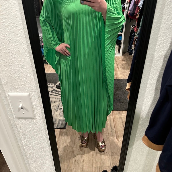 Green Kaftan Pleated Kaftan Elegant Wedding Dress, Pleated Dress Gown ...