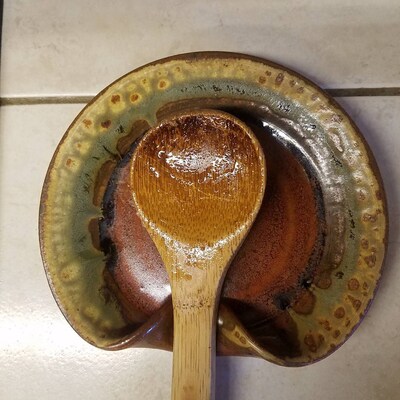Large Ceramic Spoon Rest, Red Coffee Spoon Rest, Teabag Holder, Pottery ...