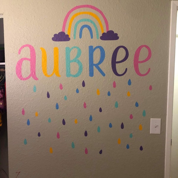 Rainbow Custom Name Vinyl Decal, Multicolor Personalized Name Wall ...