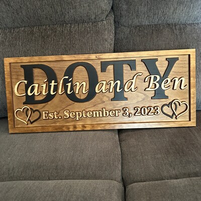 Personalized Wedding Gift Family Name Signs Carved Custom Wooden Sign ...