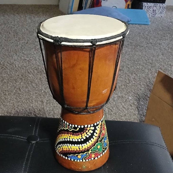 Djembe Hand Painted Color Dots Unique Patterns Elephant Bongo African ...