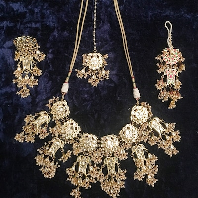 Traditional Gold Plated Antique Temple Jewellery Necklace Set With ...