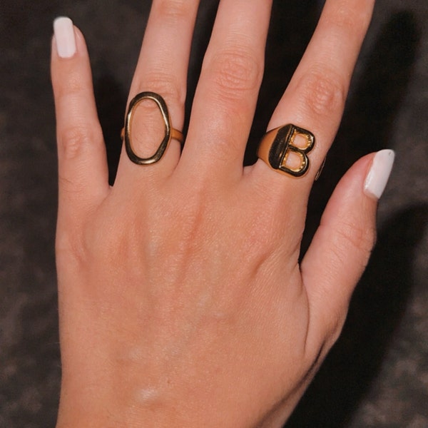 Stainless Steel Open Oval Ring Karma Ring Minimalist Thumb Ring, Circle Ring, Open Circle ...