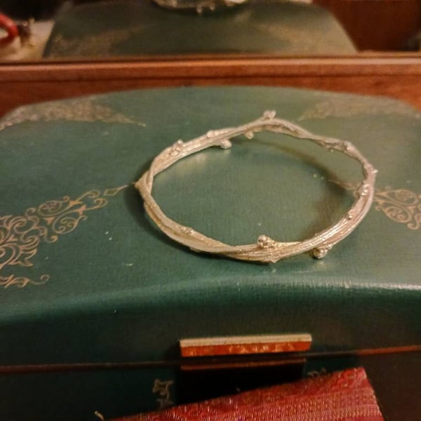 Sterling Silver Bittersweet Bramble Vine Bangle Bracelet, Twig Bracelet ...