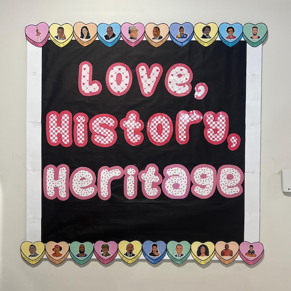 Black History Month Valentine's Day Bulletin Board Set, Door Decor ...