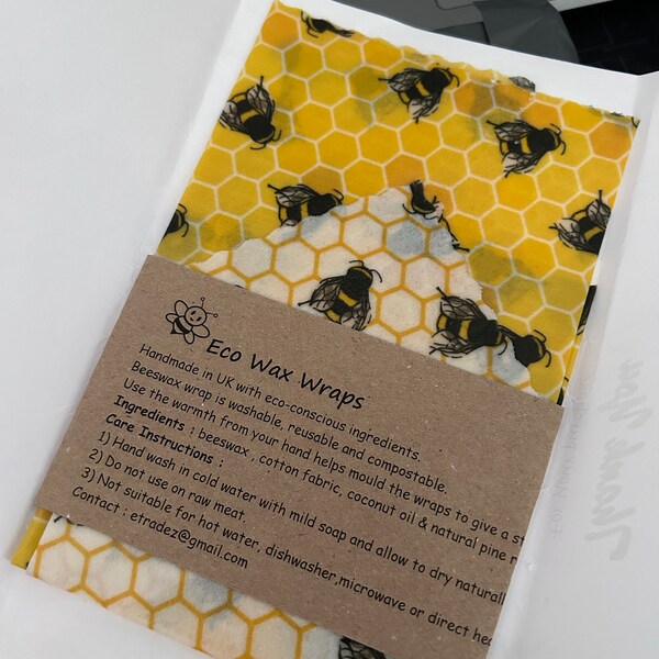 100% Natural Reusable Beeswax Food/sandwich Wrap-bees Design choose ...