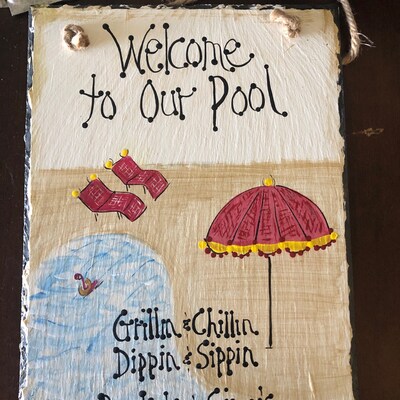 Pool Slate Sign Summer Slate Sign Pool Decor Sign Door Hanger - Etsy