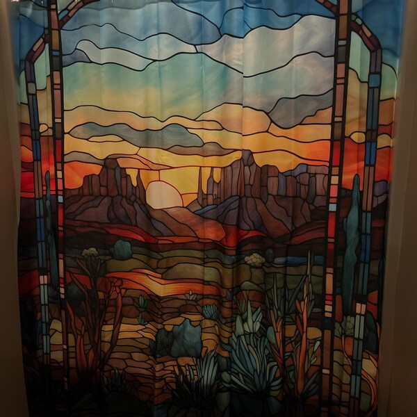 Ocean Beach Sunset Table Desk Lamp Stained Glass Effect Sunrise ...