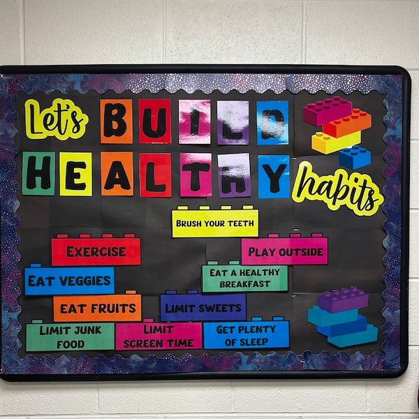Build Healthy Habits Bulletin Board Kit: School Nurse Office/health ...