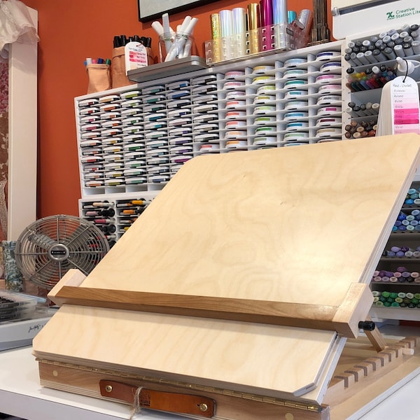 THE WORKS Louden Adjustable Drawing Board • Custom Art Board • Rotating ...