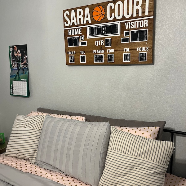 Basketball Scoreboard | Various Sizes | Hanging Wood Artwork | Sports ...