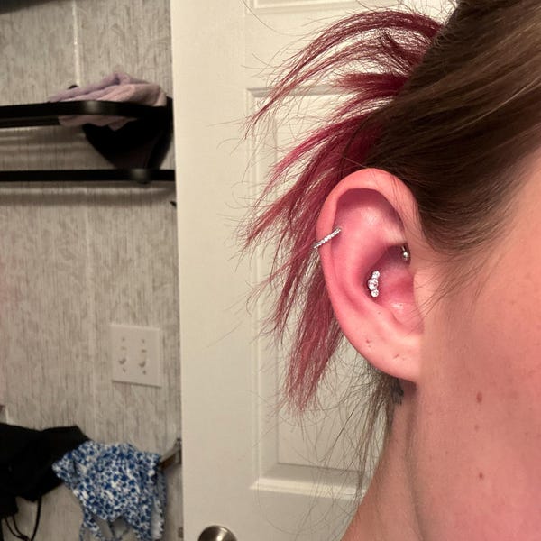 14K Solid Gold Vertical Helix Piercing/hidden Rook Dangle Earring ...