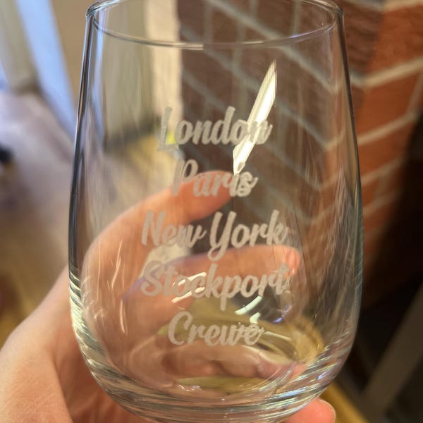 Personalised Wine Glass Laser Engraved Your Own Message Bespoke Designs ...