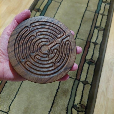 Penrose Triangle Inspired Walnut Wood Carving, 7.5 Diameter Möbius ...