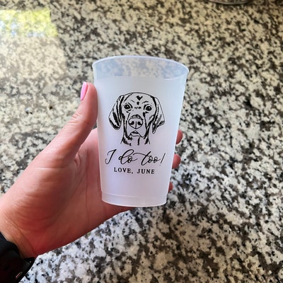 Custom Illustrated Dog Frosted Wedding Cups, Modern Wedding Cups ...