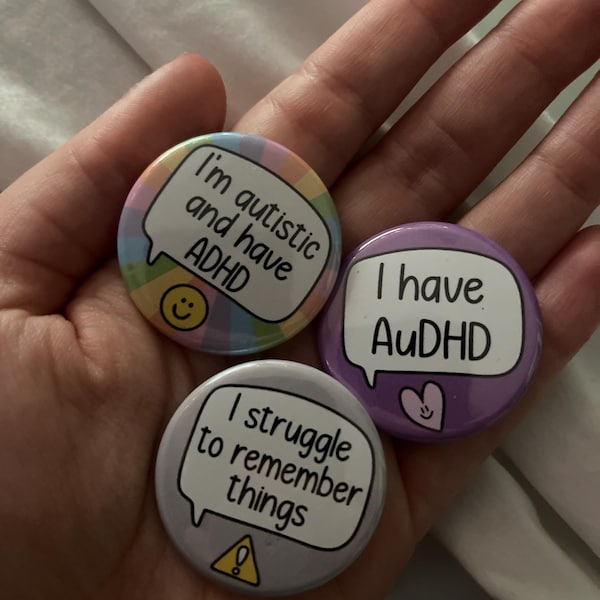 I Have Audhd - Badge Pin | Neurodivergent Badge - ADHD - Autism Badge ...