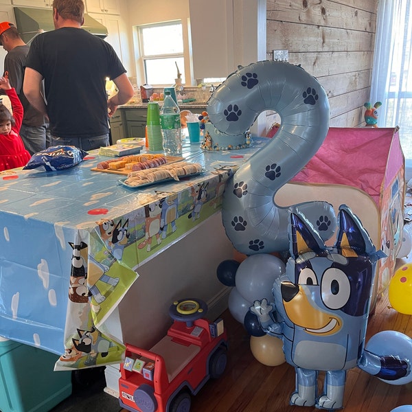 Bluey Number Balloon Tower | Giant 32" Inch Light Blue Balloon ...