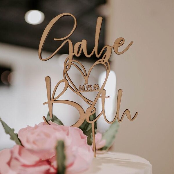 Custom Cake Topper for Wedding Couples, Rustic Cake Topper,personalized ...