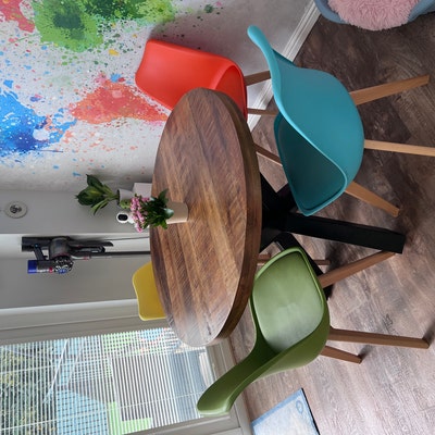 Lucia Luxury Round Solid Acacia Wood Dining Table in Natural 2 - Etsy UK