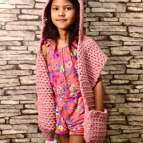 CROCHET PATTERN- the Snowdrift Hooded Scarf (toddler, Child, Teen ...