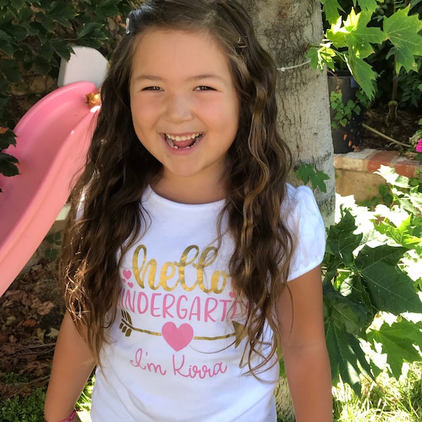 Girls Kindergarten Shirt, Girls Back to School Shirt, First Day of ...