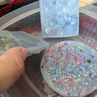 Rainbow Picking Pad Fidget Pick Palette Toy Neon Crystal Pebble Glitter ...