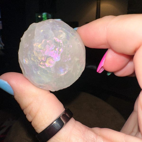 Angel Aura Quartz Moon Sphere, Rainbow Crystal Sphere Ball, Aura Quartz ...