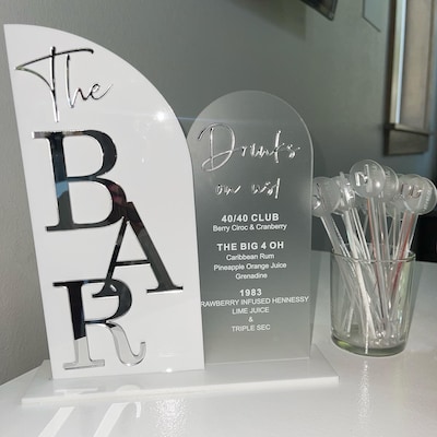 Wedding Bar Sign Let's Drink Sign Custom Acrylic Bar Menu Sign for ...