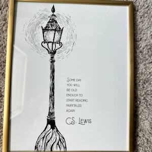C.S. Lewis Quote Art, Narnia Art, Narnia Lamp Post, Literary Art ...
