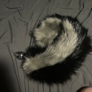Gray White Tail Plug and Ear Petplay Ear Tail Butt Plug Tail | Etsy