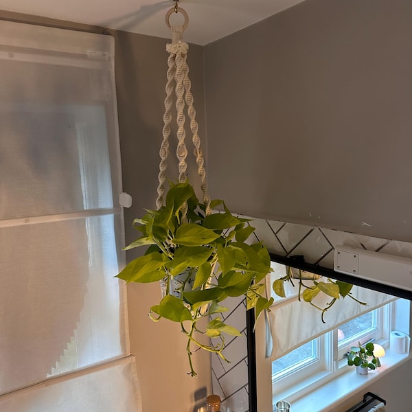 Macrame Plant Hanger No Tassel Hanging Planter No Tail Indoor Garden ...