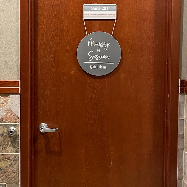 Massage in Session Sign Quiet Please Sign Round Welcome Sign Therapy ...