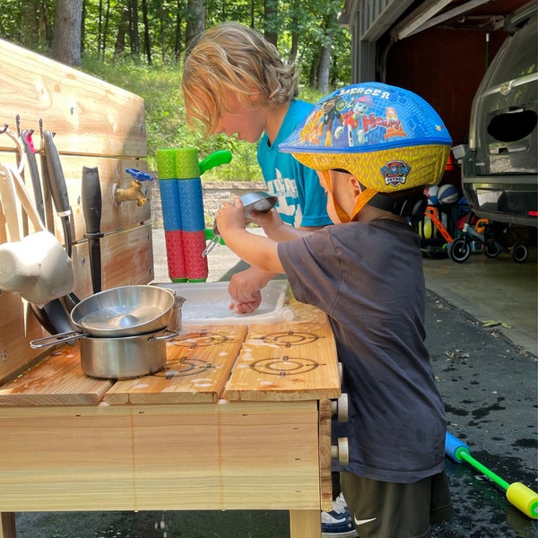Mud Kitchen, Water Sand Table, Sensory Table, Ikea Flisat, Ikea Trofast ...