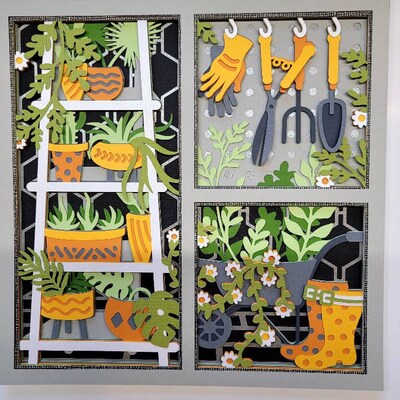 3D SVG Gardening Shadow Box SVG Spring Garden With Leaves and Flowers ...