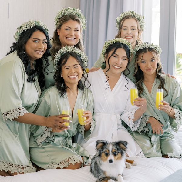 SAGE GREEN Lace Bridal Robes / Bridesmaid Robe Gift / Bridal Party ...