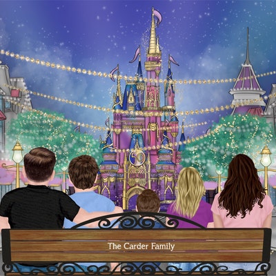 Custom Disney Inspired Portrait, Personalized Print for Family, Friends ...
