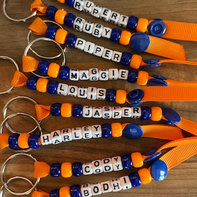 School Teacher Class Gift, Personalised Beaded Keyring, Handmade ...
