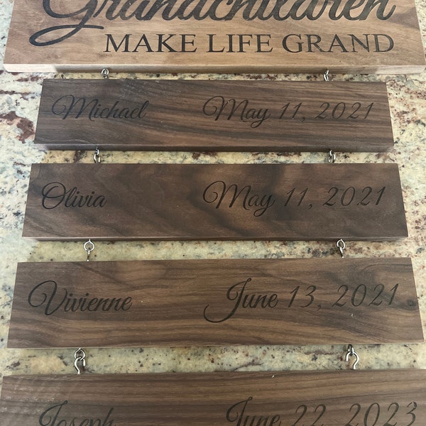 Personalized Grandparent Sign, Grandkids Birthday Sign, Personalized ...