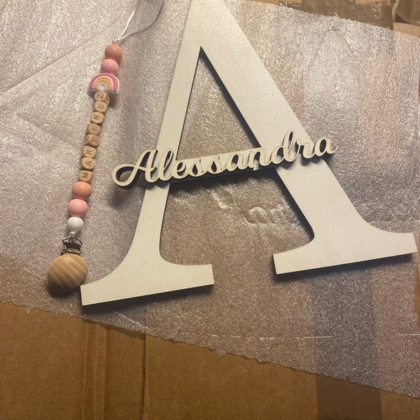 Custom Wooden Wall Name Sign Wood Big Letters Modern Nursery Bedroom ...