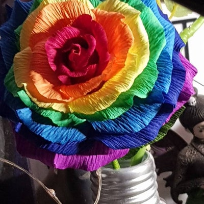 Rainbow Paper Roses Handmade Crepe Paper Roses Party - Etsy UK