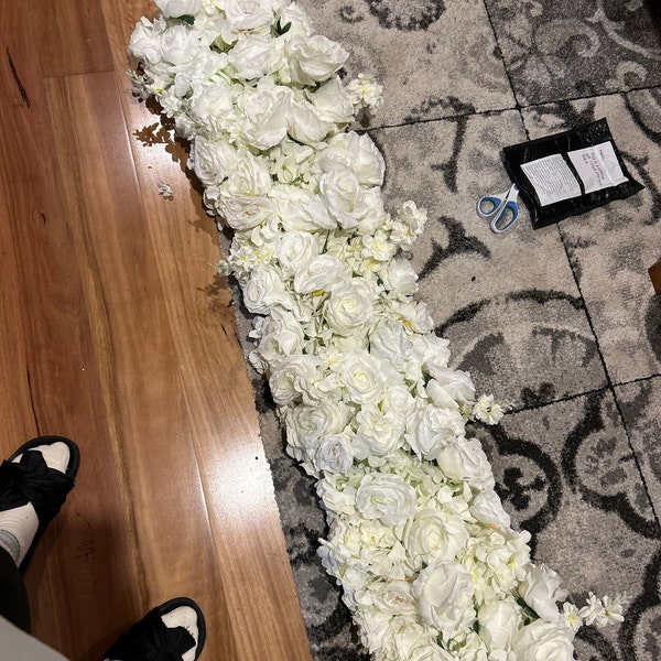 White Rose Hydrangea Flower Runner,wedding Aisle Runner,wedding Arrangements,wedding Table ...