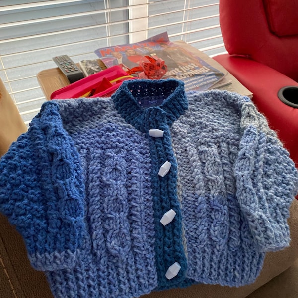 Easy Garter Stitch Jacket Hood Hoodie Duffle Coat Boys Girls Childs 16 ...